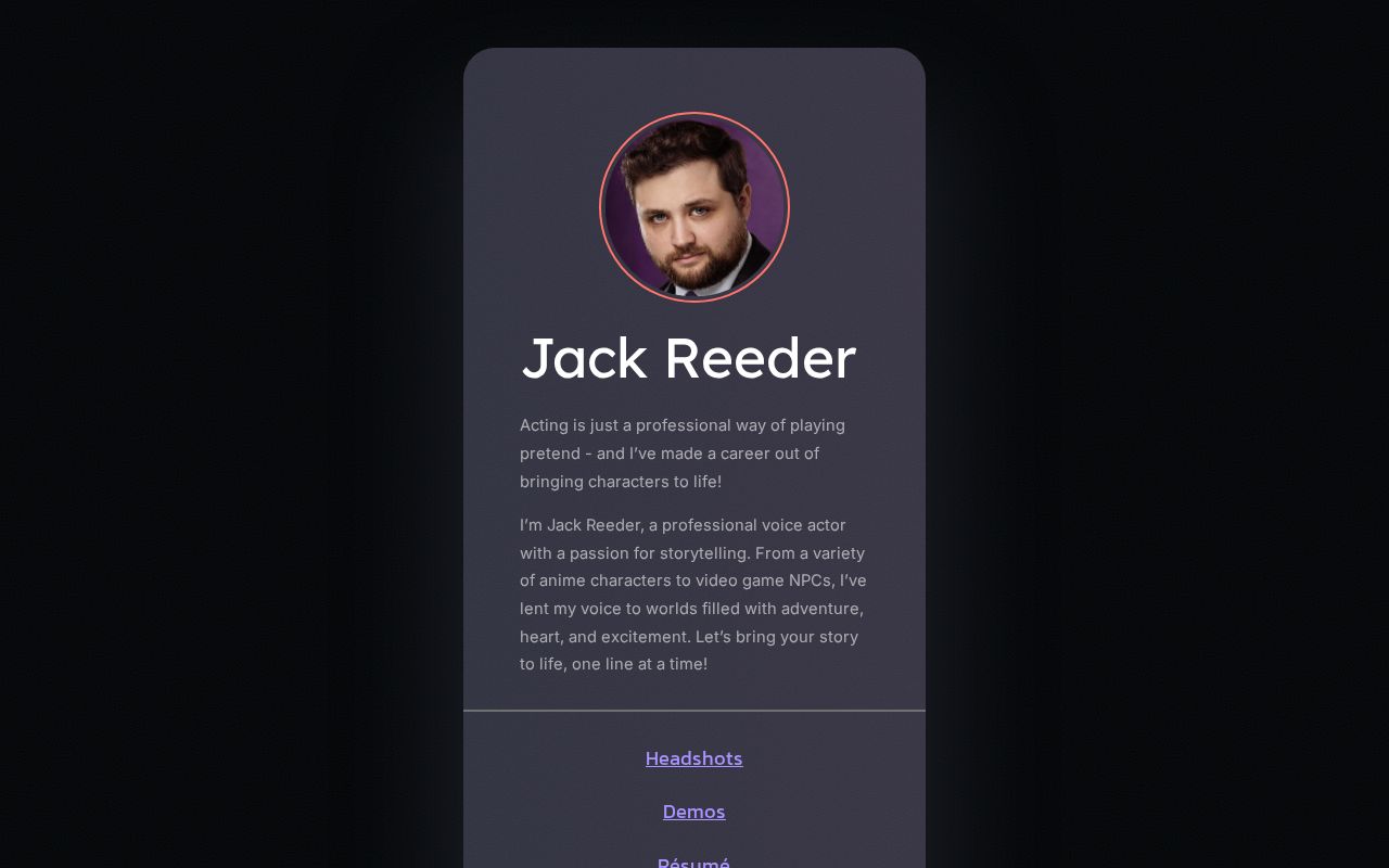 Jack Reeder - Voice Over Artist